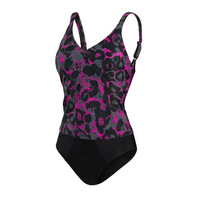 Speedo Evie Printed Shaping Tankini naisten uima-asu black/estatic pink ...
